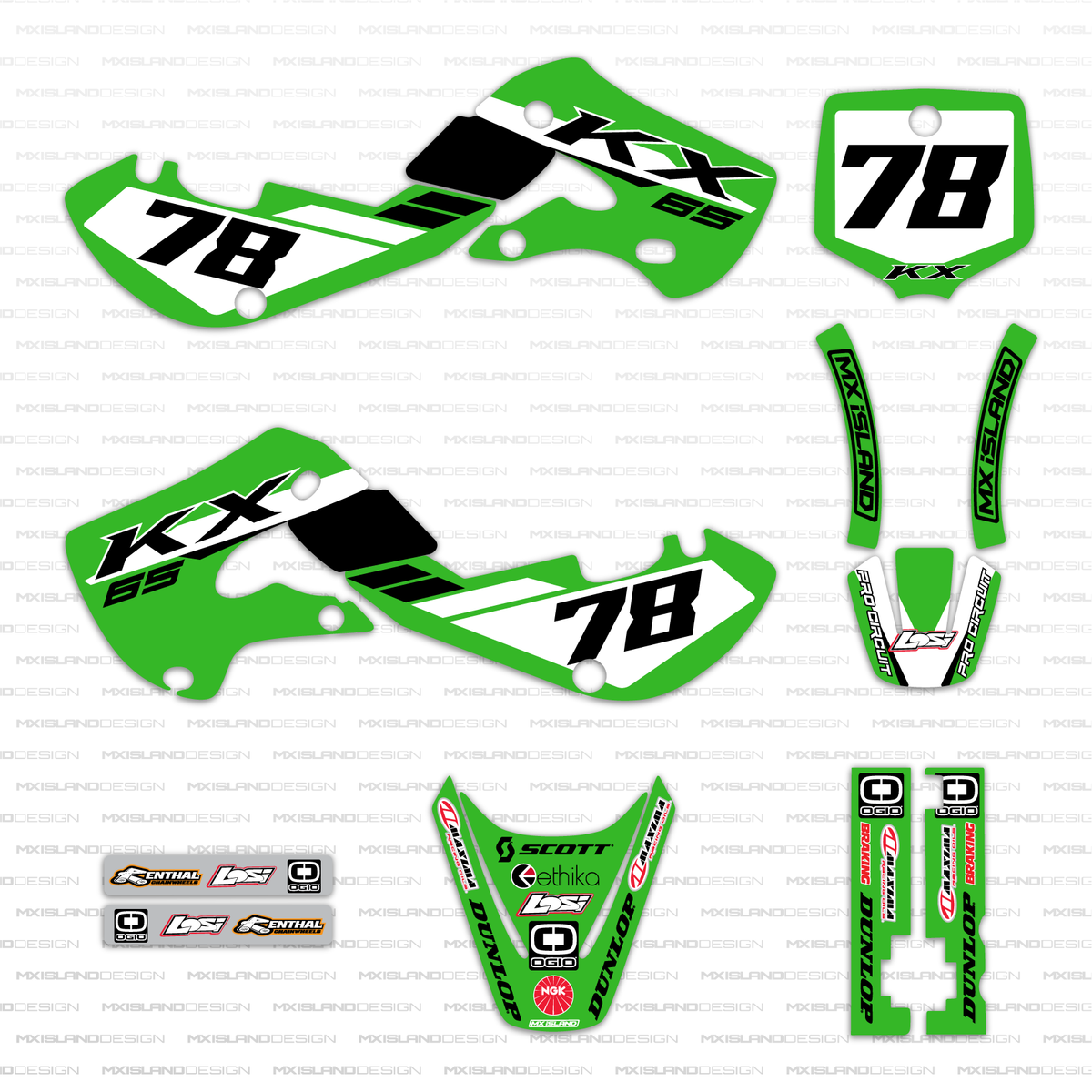 KX 65 2000 - 2025 Kawasaki Graphics Kit - Works Classics – MX iSLAND