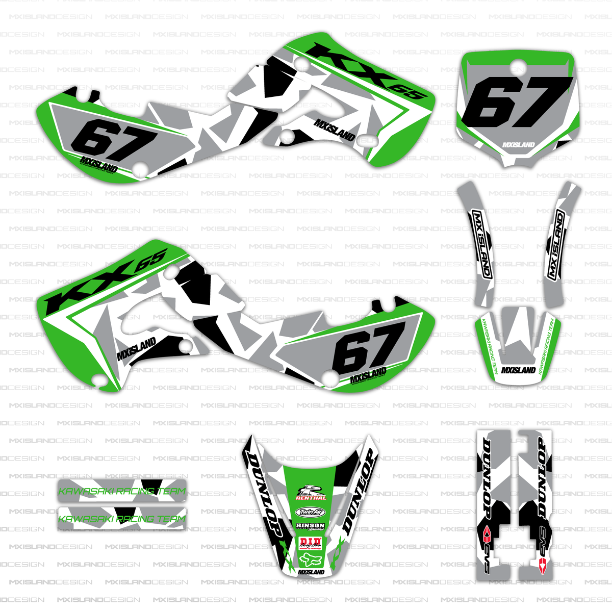KX 65 2000 - 2025 Kawasaki Full Graphics Kit - Urban Camo Smoke – MX iSLAND