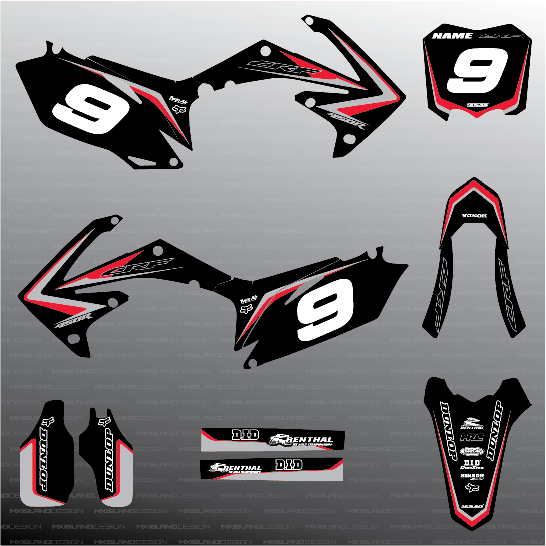 Revival Blackout: RED/GREY/BLACK Honda Full Graphics Kit – MX iSLAND