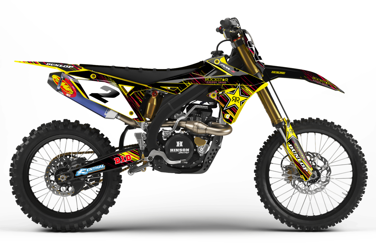 ROCKSTAR: YELLOW/RED Suzuki Full Graphics kit – MX iSLAND