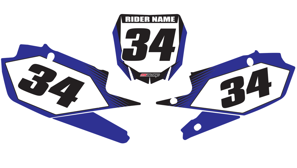 STOCK: BLUE/BLACK Yamaha Number Plate Graphics kit – MX iSLAND