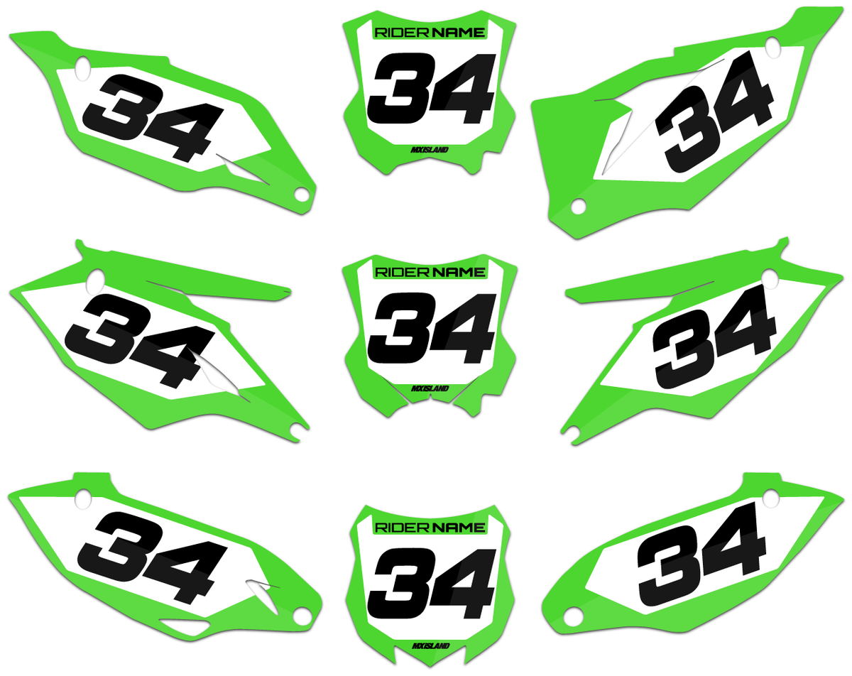 X-3 SERIES: Kawasaki Number Plate Graphics kit – MX iSLAND